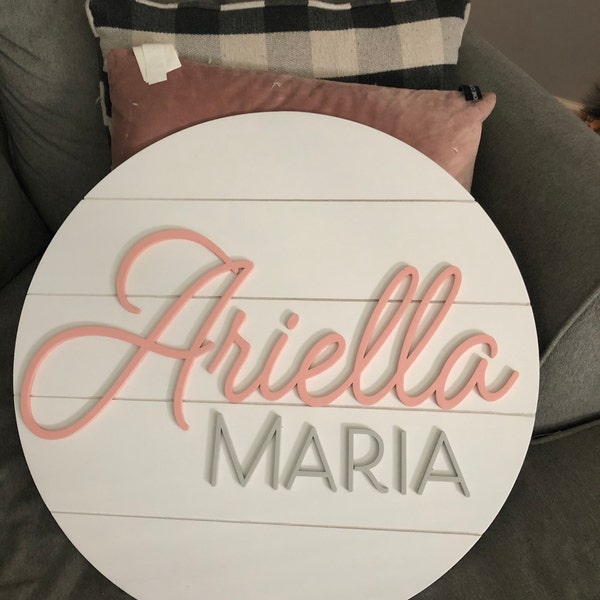 Round Shiplap Name Board | Wooden Name Sign | Round | Nursery Decor ...