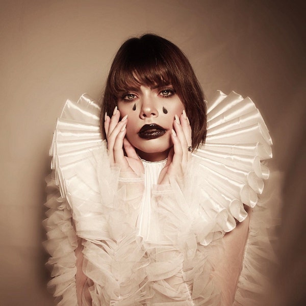 Ruffled Collar MORE COLORS Satin Huge Tall Wide Elizabethan Neck Ruff ...