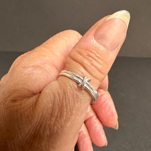 Sterling Silver Double Fidget Ring: Handmade Knot Bead Spinner Anxiety ...