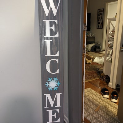 Wood WELCOME Sign, Interchangeable O Attachment Pieces, Large Vertical ...