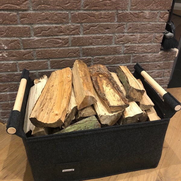 Large and Sturdy Log Basket With Wooden Handles XL Storage Basket for ...