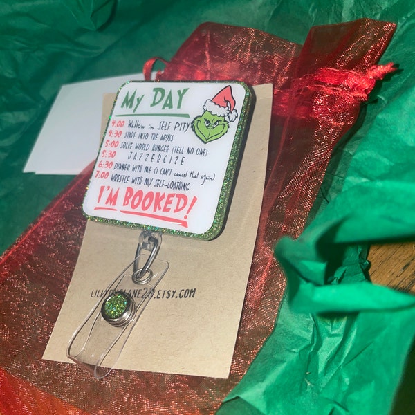 Mean One Schedule Badge Reel, My Day ID Holder, Funny Christmas Badge ...