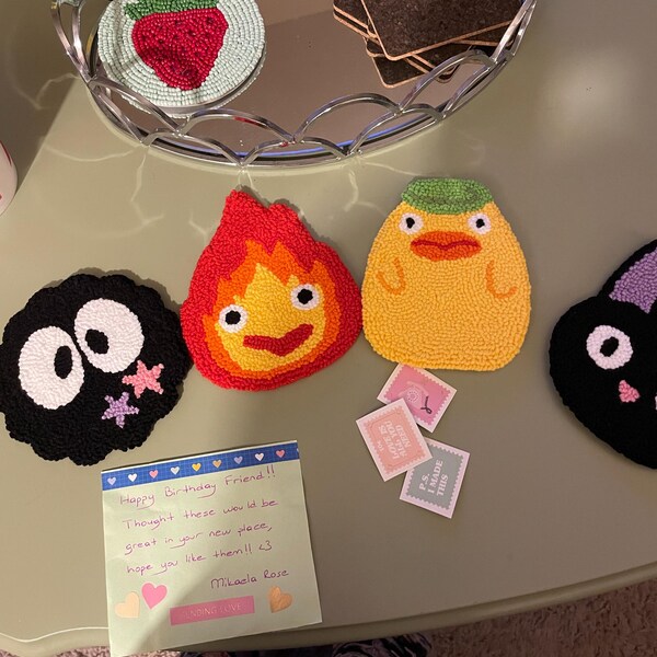 Bow Punch Needle Mug Rug Coaster Coquette Bow Tufted Cup Coasters ...