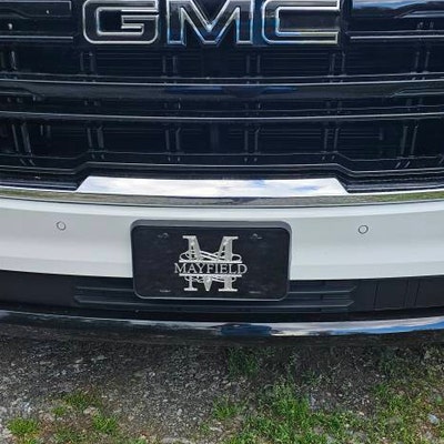 Custom Letter Leaf Crest License Plate Car Tag Diamond Etched Engraved ...