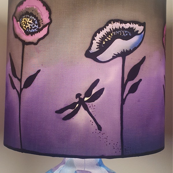 Poppy Lampshade for Table Lamp Base. Hand Silk Painted. Original 360 ...