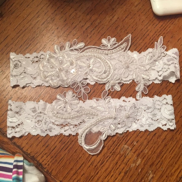White Lace Garter Wedding, Bridal Garter Set NO SLIP, White Garters for ...