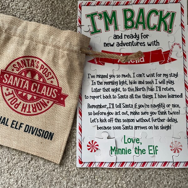 Elf Arrival Puzzle Fun Elf Arrival Ideas Elf Puzzle for Arriving Elf ...