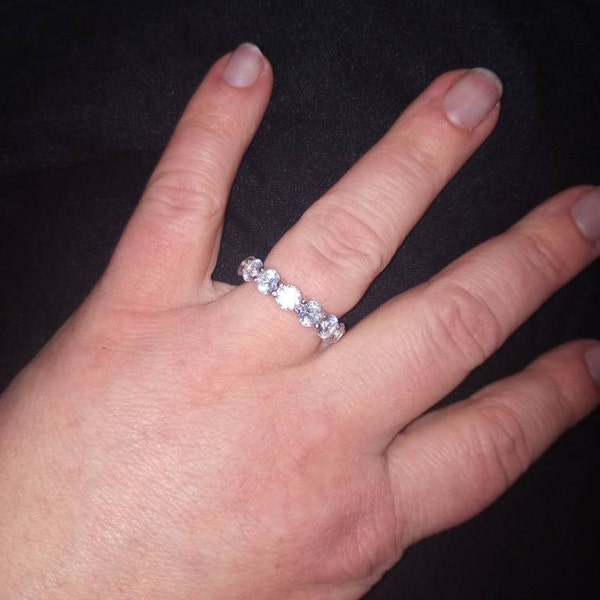 3MM Round Diamond Wedding Band, 2.80CT Simulated Diamond Full Eternity ...