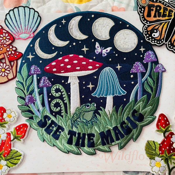 See the Magic Nature XL Back Patch - Frog, Mushroom, Moon Phases ...