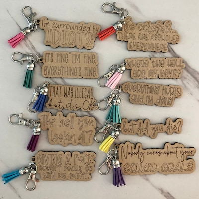 Funny Adult Keychains Set of 10 SVG Digital Download for Glowforge NOT ...