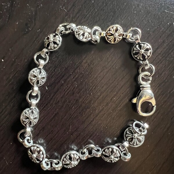 Ch Gothic Style Y2k .925 Silver Diamond Cross Necklace Chrome Chain ...