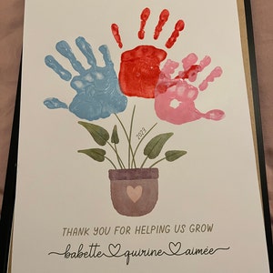 Custom Names Handprint Mother's Day Keepsake Grandma Floral Art Flower ...