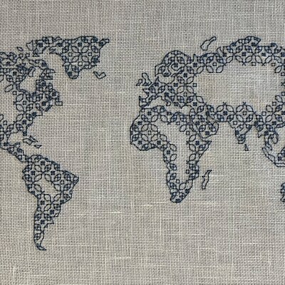 World Map Blackwork Embroidery Pattern Globetrotter Instant Digital ...