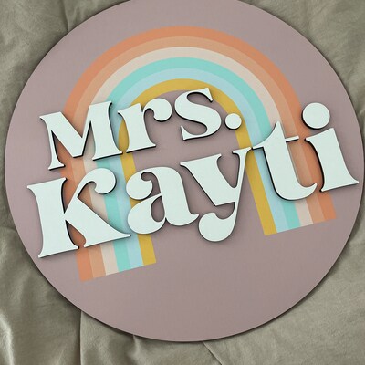 Teacher Name Sign, Teacher Appreciation Gift, Round Teacher Sign, Door ...