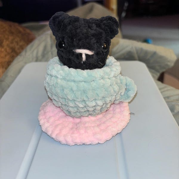NO SEW!! Tabby Teacup Popping Desk Pal, PDF Pattern, Crochet Pop ...