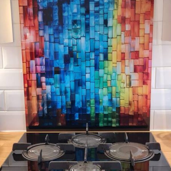 Stained Glass Kitchen Glass Splashback Heat Resistant 6mm Toughened ...