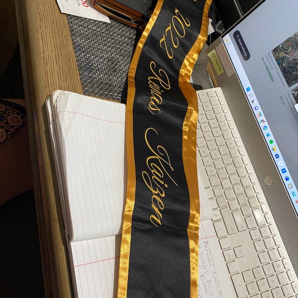 Custom Embroidered Pageant Sash With Cursive Font - Etsy