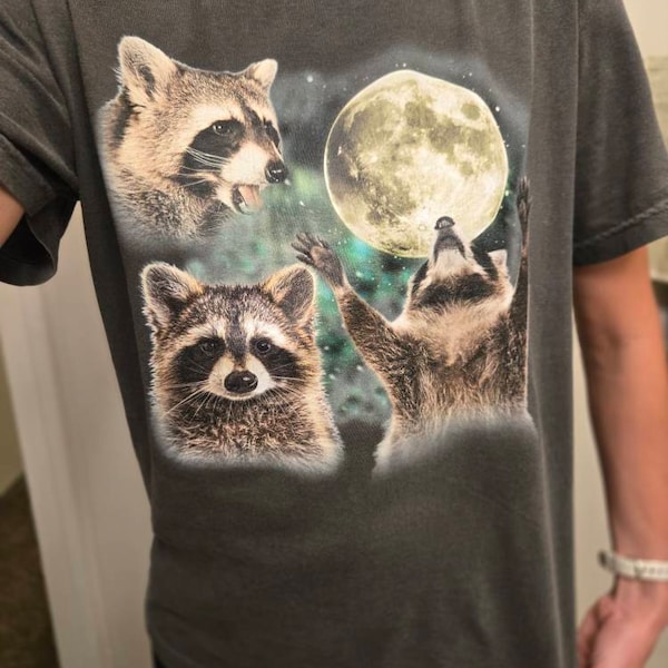 Three Raccoons Retro Graphic T-shirts, Vintage Comfort Colors® Raccoon ...