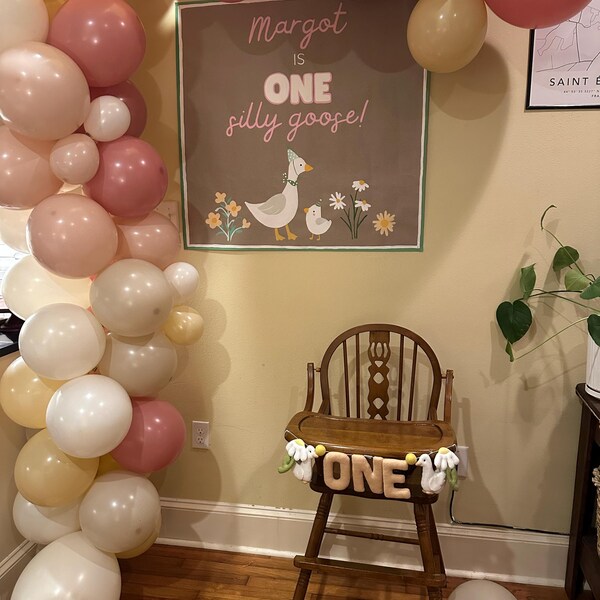 Goose Birthday Felt Banner, Pink Garland, Silly Little Goose, 1st ...
