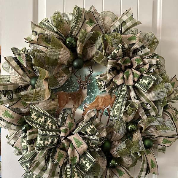 Deer in Woods 12 Inch Metal Sign, Snowy Deer Sign, Deer Sign for Wreath ...