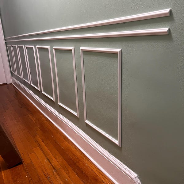 Self-adhering Pre-cut Wainscoting Kit Accent Wall Molding Double Frame ...