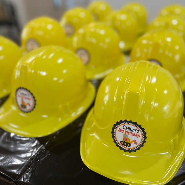 Personalized Plastic Construction Party Hats, Construction Party Favors ...