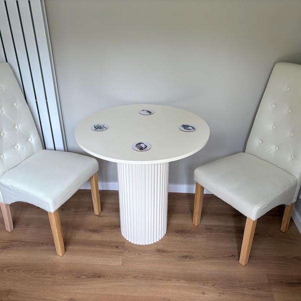 Round Fluted Table | Wooden Fluted Table | Creamy White Coffee Table ...