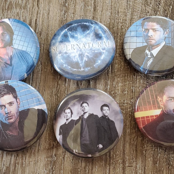 Supernatural Badge Button Pin Set of 6 - Etsy