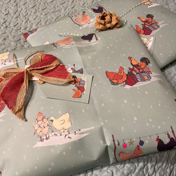 Christmas Chicken Wrapping Paper / Gift Wrap - Etsy UK