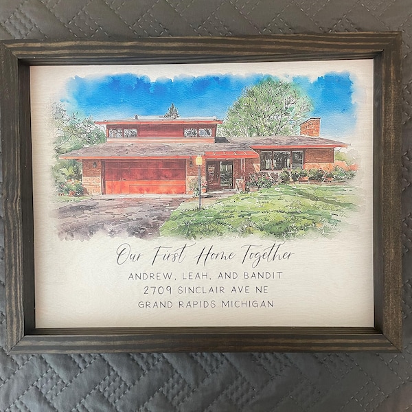 Home Portrait, House Painting, Housewarming Gift, Our First Home Sign ...