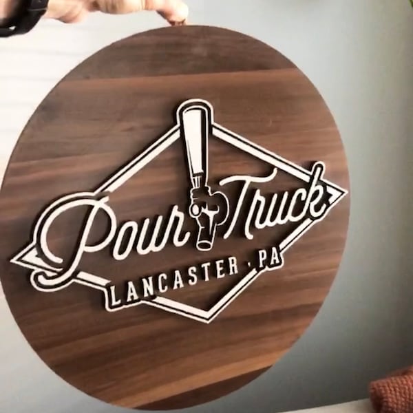 Personalized Wooden Logo Sign, Wooden Round Sign, Custom Wood Office ...
