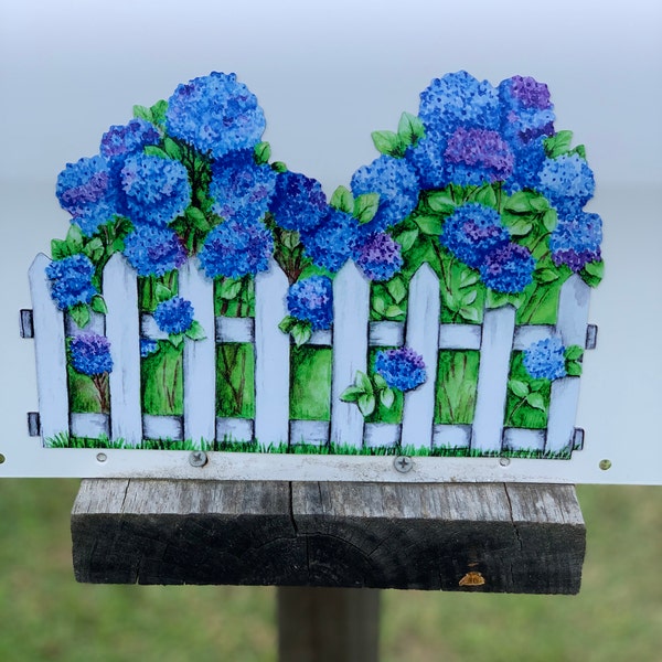 Mailbox Magnet Partial Cover Hydrangea Flowers and White Picket Fence ... Mailbox Magnet Partial Cover Hydrangea Flowers and White Picket Fence ...