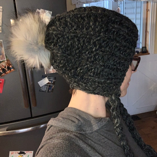 Knitted Hat Pattern Hat Knitting Pattern Ear Flap Hat Slouchy Beanie ...