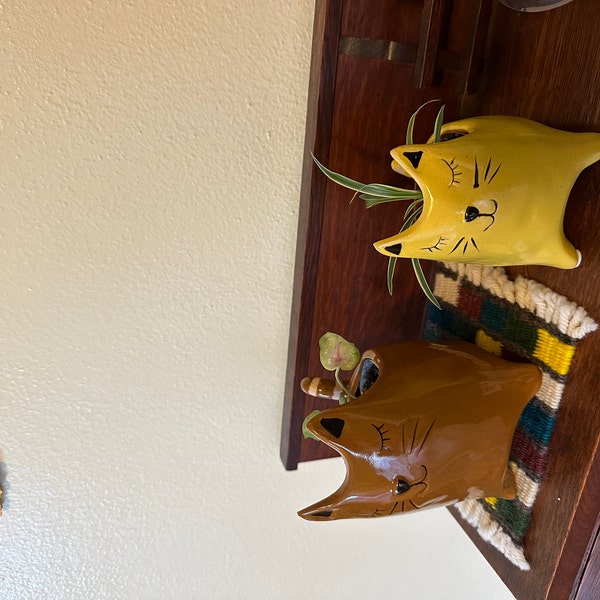 Color Cats Ceramic Planter, Happy Kitty Flower Pot, Feline Plant Holder ...