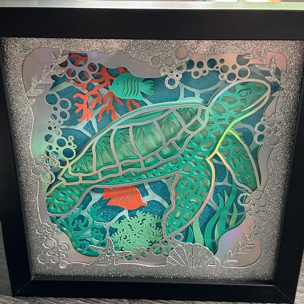 3d Sea Turtle Shadow Box Svg 3d Turtle Shadow Box Svg Cardstock Svg ...