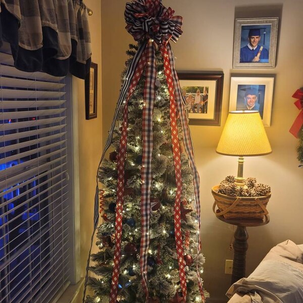 Copper and Gold Christmas Tree Topper Bow Autumn Tree Topper Bow ...