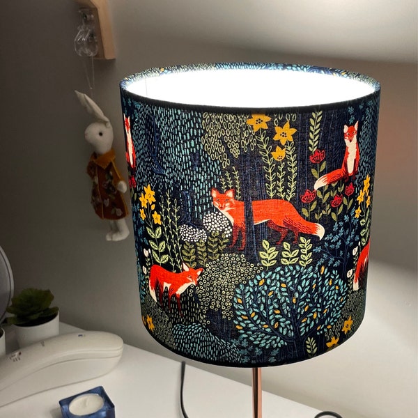 Fox in the Woods Vibrant Red Foxes Drum Lamp Shade. 30cm or 20cm ...