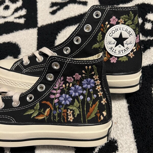 Ghost Garden Embroidered Converse, Custom Converse High Tops, Ghost ...
