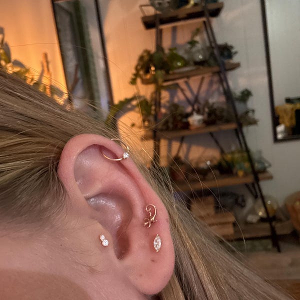 14K Real Gold Lizard Cartilage Studs - Tiny Gecko Lizard Earrings ...