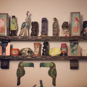 Pair of Handmade Carved Wood Mug Witco Style Tiki Shelves | Etsy