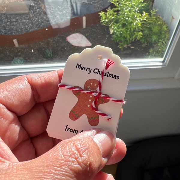 Christmas Holiday Gift Tags With Ribbon, (2x1.5inch) Personalized Party ...