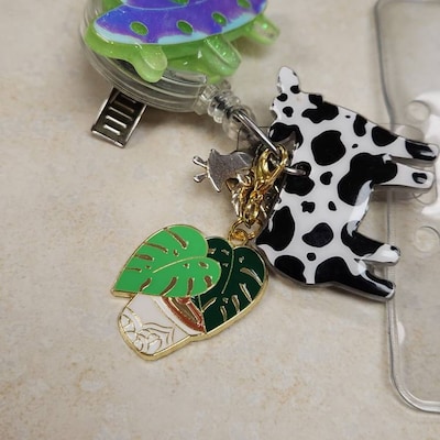 Badge Reel Charm for Plant Lover Monstera Badge Buddy Plant Clip on ...