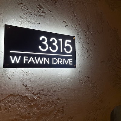 Illuminated House Sign Modern LED House Number Vertical - Etsy