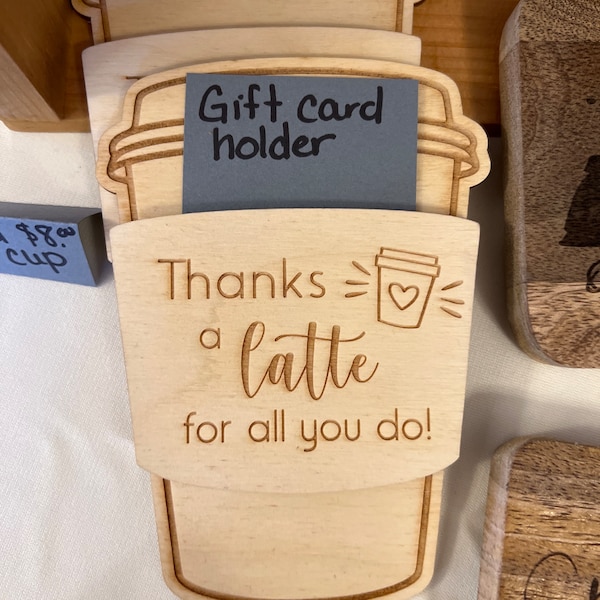 Gift Card Holder Svg, Thanks a Latte Svg File, Coffee Gift Card Holder ...