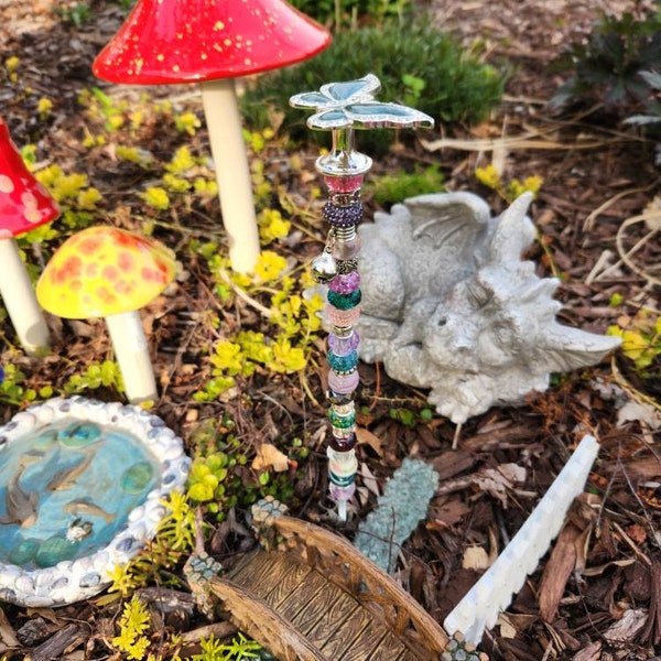14'’ Beaded Fairy Garden Stakes - Etsy