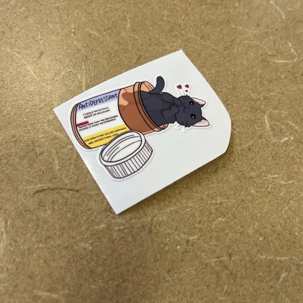 Cute Cat Antidepressant Vinyl Sticker, Vinyl Decal Sticker for Laptops ...