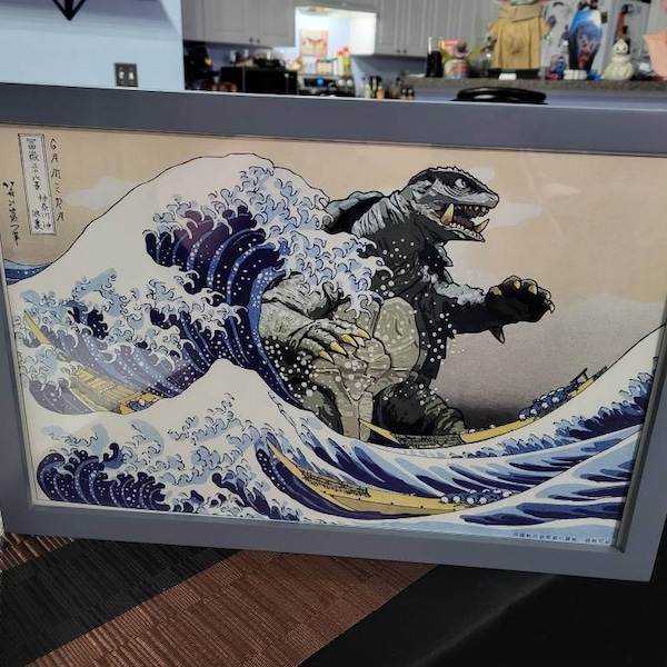 Godzilla Temple Japanese Woodblock Print - Etsy