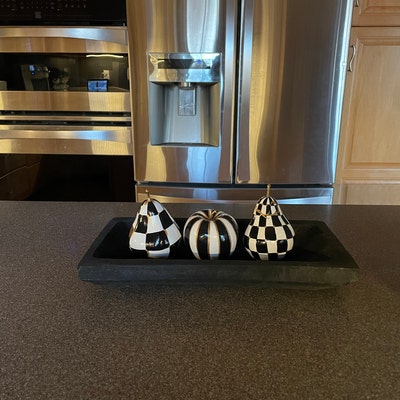 Black White Pumpkins Fall Pumpkin Table Centerpiece Checkered Fall ...