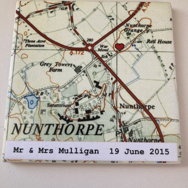 Engagement Personalised Coaster (CONTEMPORARY MAP), Engagement Location ...