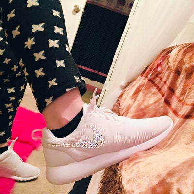 White Nike Roshe Customized With Swarovski Crystals - Etsy